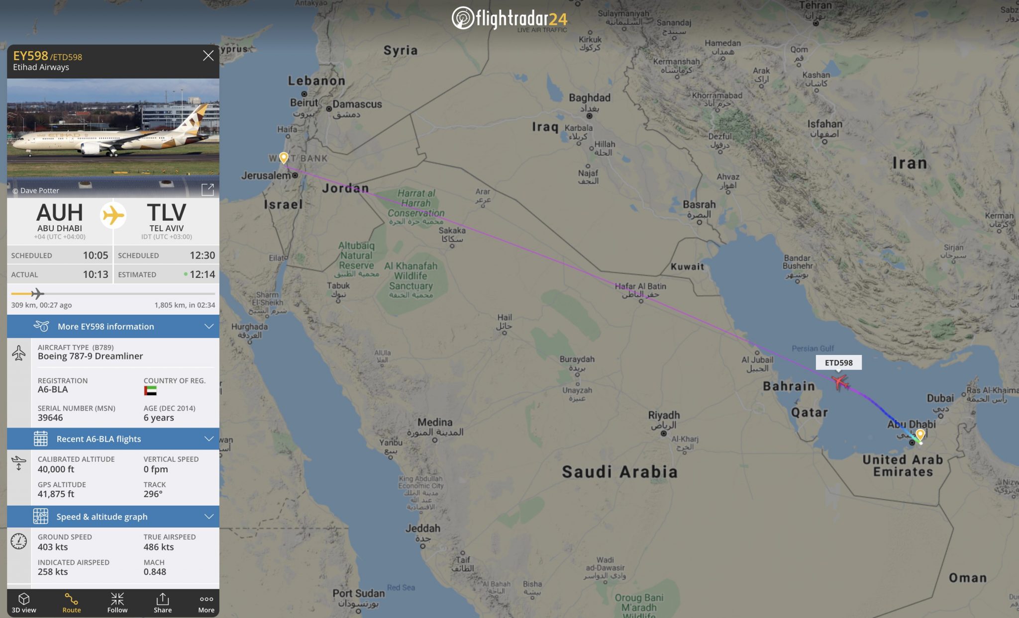 Historical Etihad Airways’ first flight from Abu Dhabi to Israel ...
